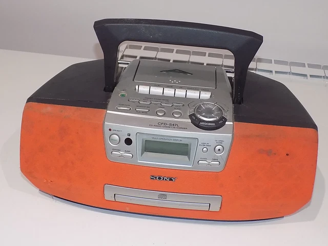 SONY CFD-S47L CD Radio Cassette Corder Boombox Bass Reflex Body Orange ...