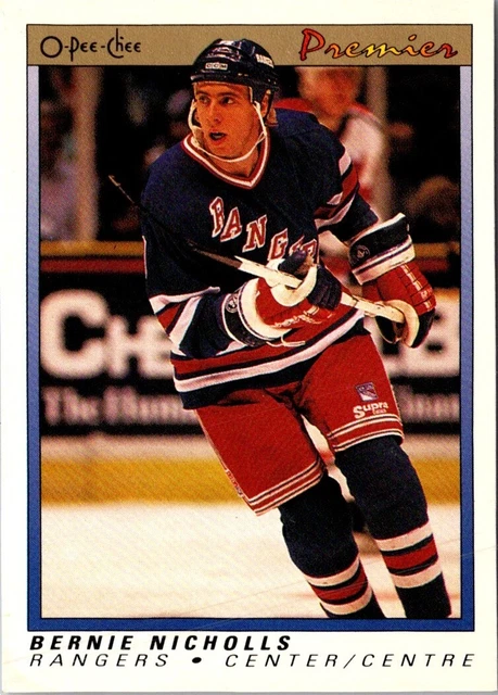 1990 O-PEE-CHEE PREMIER Bernie Nicholls #83 Rangers de New York Hockey ...