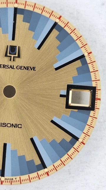 UNIVERSAL GENÈVE RARE original Unisonic vintage buzzsaw gold blue dial ...