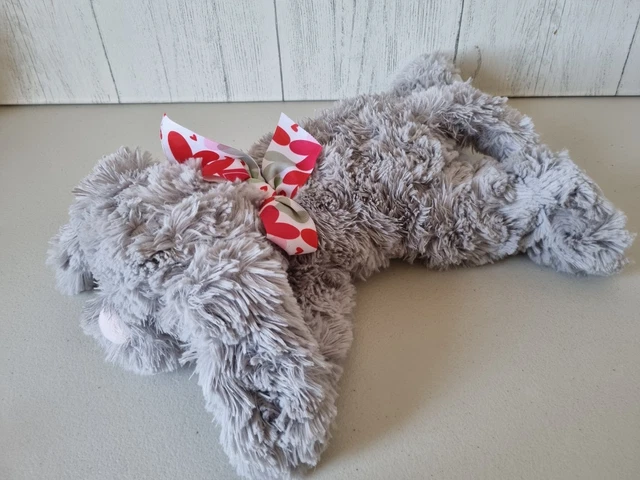 SAINSBURYS SCRUFFY GREY Dog Plush Soft Toy Puppy Pup Bow Tie Comforter ...