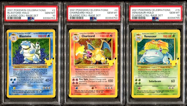 PSA 10 CELEBRATIONS Trio - Charizard Blastoise Venusaur SEQUENTIAL 25th Pokemon $650.00 ...