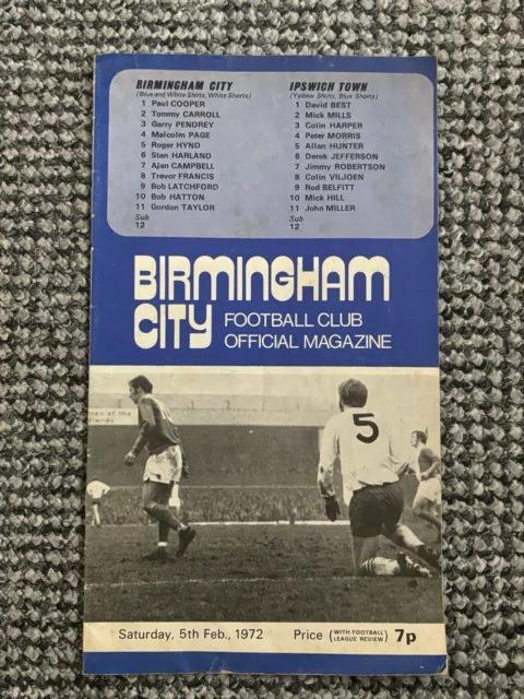 BIRMINGHAM CITY V Ipswich Town - 1971/72 - FA Cup 4th Round - Match ... BIRMINGHAM CITY V Ipswich Town - 1971/72 - FA Cup 4th Round - Match ...