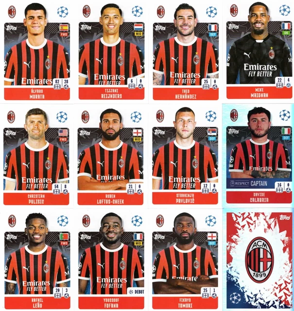 TOPPS UEFA CHAMPIONS League 2024/25 Sticker Alle 12 Team AC Milan EUR 1 ...