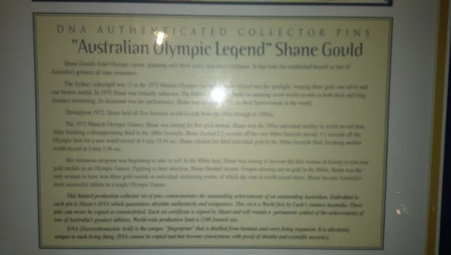 SHANE GOULD SYDNEY 2000 Dna Pins Framed $200.00 - PicClick AU