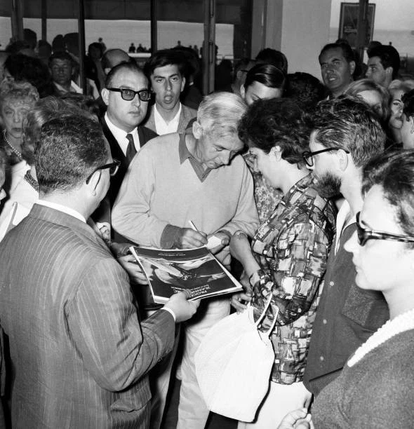 FRENCH DIRECTOR ROBERT Bresson signs autographs at the Cannes Film- Old ...