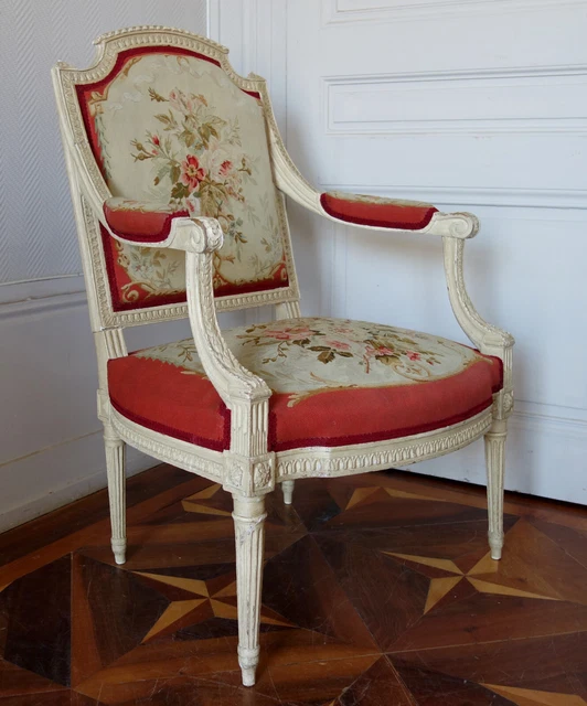 FAUTEUIL À LA Reine - époque Louis XVI - estampillé Claude Sené EUR 3. ...