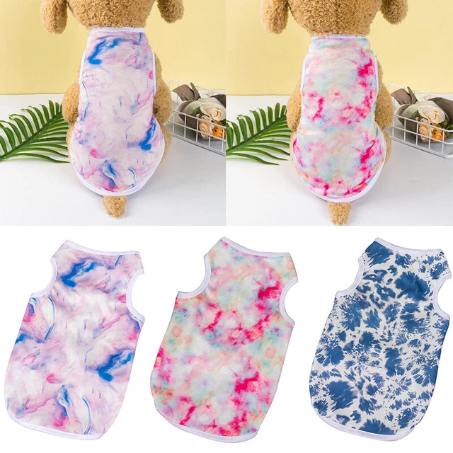PET VEST PUPPY Summer Clothes Dog Cat T Shirt Tie-dye Outfit Apparel ...