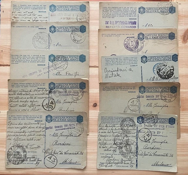 LOTTO DI 10 Cartoline Postali Forze Armate In Franchigia Ww2 "Cartiglio ...