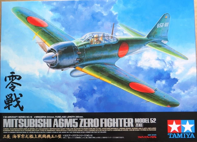 A TAMIYA MITSUBISHI Zero A6M5 1/32 Scale WW2 Japanese Fighter Aircraft ...