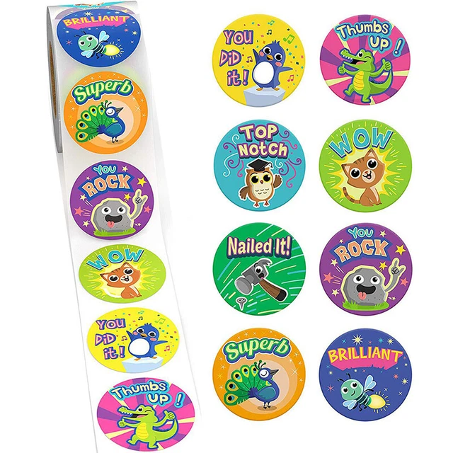 500PCS/ROLL MOTIVATIONAL REWARD Encouragement Stickers for Students ...