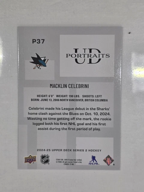 MACKLIN CELEBRINI 24/25 Ud Series 2 Portraits Rc Rookie Insert #37 $10. ...