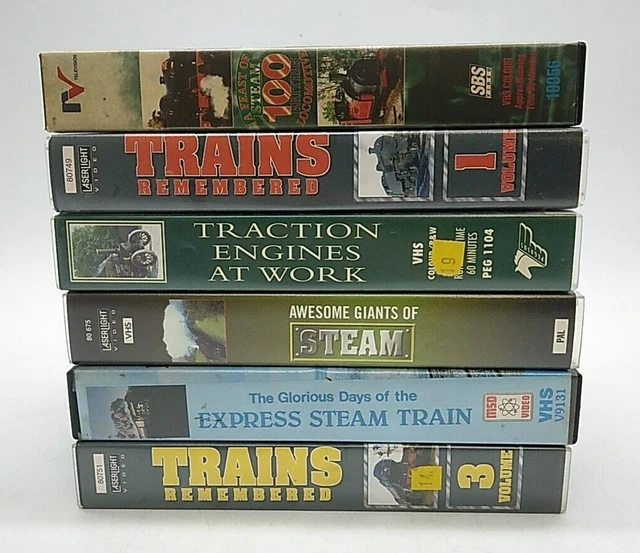 BUNDLE X6 STEAM Train VHS/Tapes Trains Remembered/Awesome Giants of ...