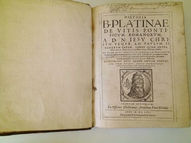 LIVRE ANCIEN-HISTORIA B. Platinae De Vitis Pont. Rom. A.D.N. Jesu ...