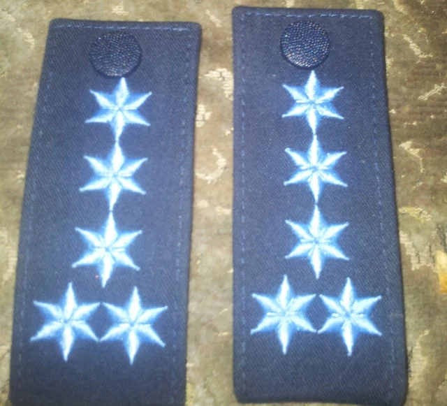 POLIZEI DIENSTGRADABZEICHEN PHM Polizeihauptmeister 5 blaue Sterne Paar ...
