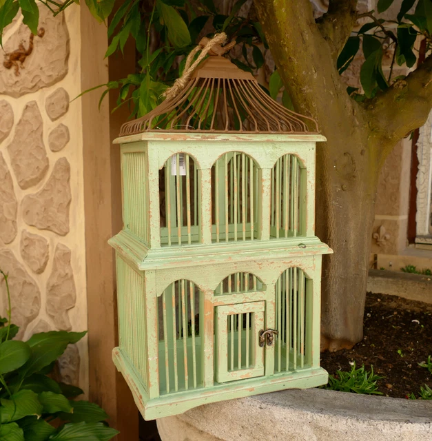 DEKO VOGELKÄFIG VOGELBAUER Holz Voliere Orangerie Laterne Antik retro ...