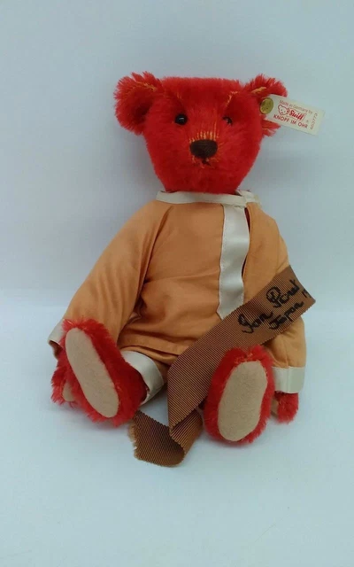 STEIFF TEDDY BEAR BABY ALFONZO MOHAIR Red 24 1995 with serial number ...