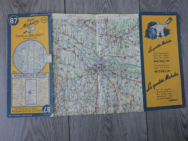 ANCIENNE CARTE MICHELIN n° 87 WISSEMBOURG-BELFORT Map Karte Ed 1950 ...