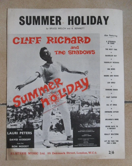 CLIFF RICHARD E The Shadows Partitura Summer Holiday EUR 5,08 - PicClick IT