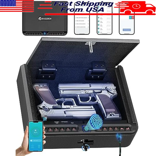 BIOMETRIC GUN SAFE 4 Ways Access Fingerprint Keypad APP Portable Design ...