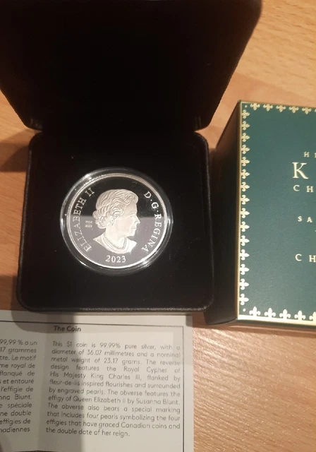 2023 CANADA $1 King Charles III’s Royal Cypher .9999 Pure Silver Dollar ...