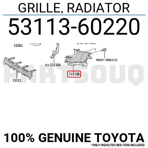 5311360220 GENUINE TOYOTA GRILLE, RADIATOR 53113-60220 EUR 32,63 ...