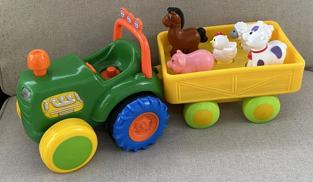 TRATTORE E RIMORCHIO Kiddieland Farm con luce e suoni animali vecchio ...