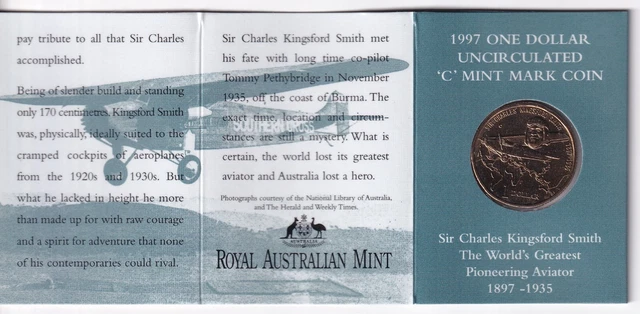 AUSTRALIAN: 1997 $1 Sir Charles Kingsford Smith C Canberra Mintmark Unc ...