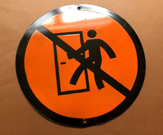 VINTAGE TIN ENAMEL Porcelain Tin Sign No Entry Entrance Restricted 1970 ...