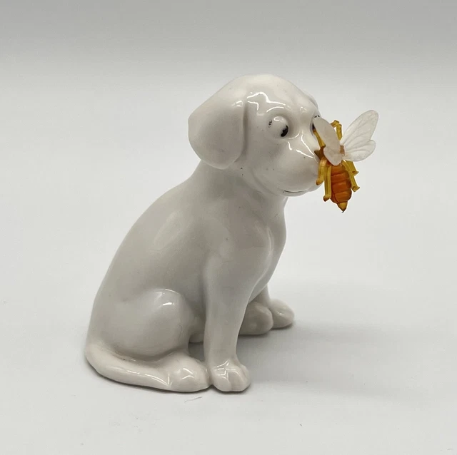GOTHA PFEFFER PORZELLAN Figur Welpe mit Biene Hund Art Deco Jugendstil ...