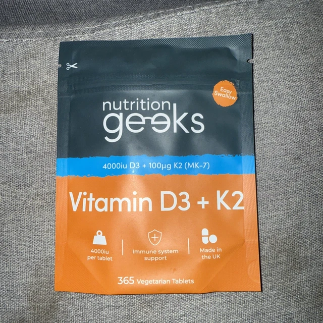 NUTRITION GEEKS VITAMIN D3 + K2, 365 Vegetarian Tablets £7.00 - PicClick UK
