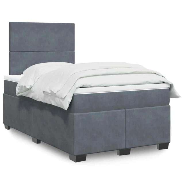 BOX SPRING BED with Mattress Dark Grey 120x200 cm Velvet vidaXL £564.86 ...