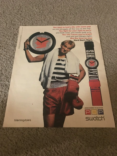 VINTAGE 1990 POP SWATCH WATCH Poster Print Ad 1990s HARD DAYS NIGHT ...