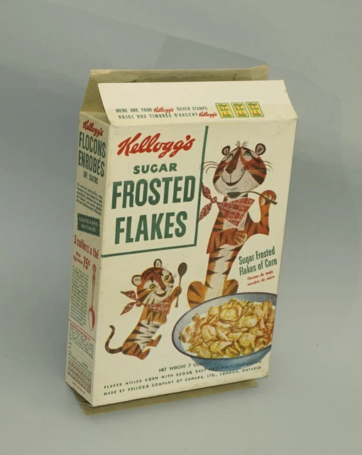 1950S-1960S KELLOGG'S SUGAR Frosted Flakes Cereal Box Tony The Tiger ...