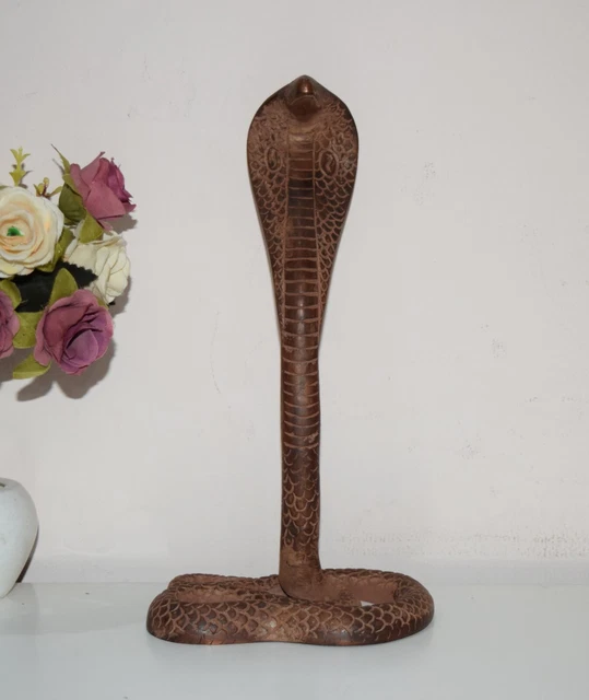 SNAKE STATUE LORD Shiva Serpent Brass Cobra Python Wild Animal Table ...