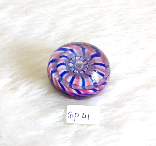 ANTIQUE BLUE PINK White Four-Layered Swirl Weight Clear Glass Bubble ...