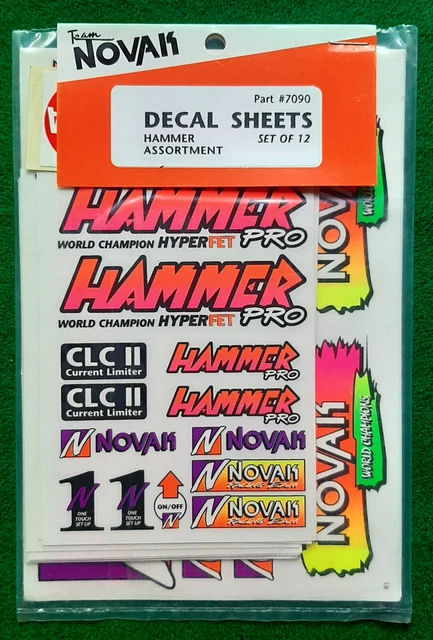 VINTAGE TEAM NOVAK Decal Sheets #7090 Set of 12 Hammer RC10 Tekin ESC ...