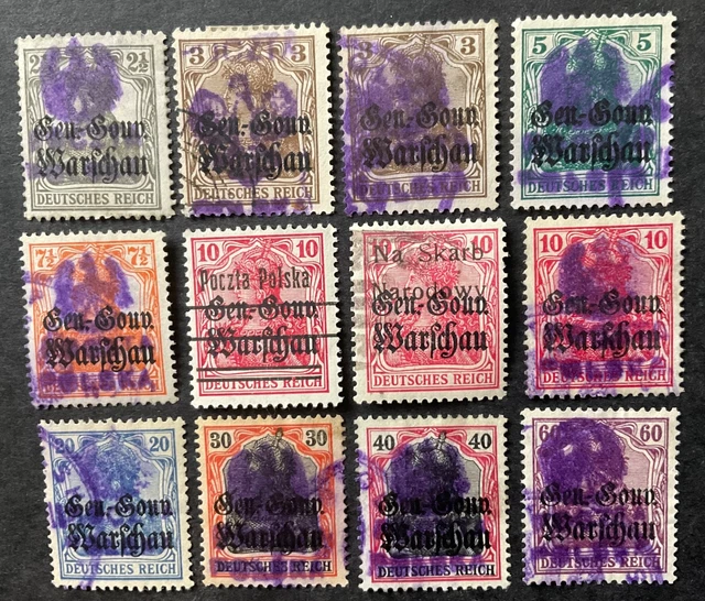POLAND / Germany 12 x stamps with overprints all used £0.99 - PicClick UK
