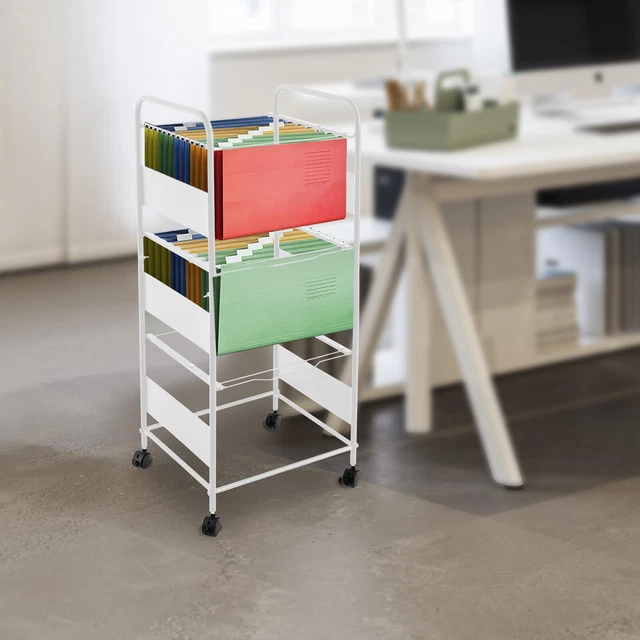 3 TIER HANGING Files Pull-out Movable Rolling Folder Carts File Carts W ...