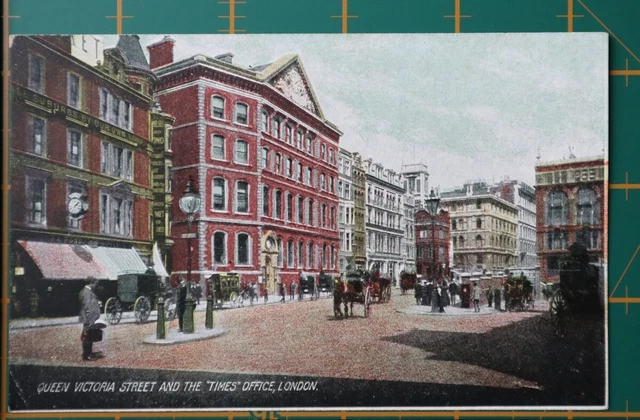 ANCIENNE CARTE POSTALE London Queen Victoria Street et La Times Bureau ...