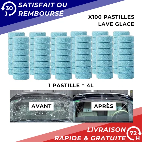100 PASTILLE LAVE Glace Concentré Effervescent Pare-Brise Voiture ...