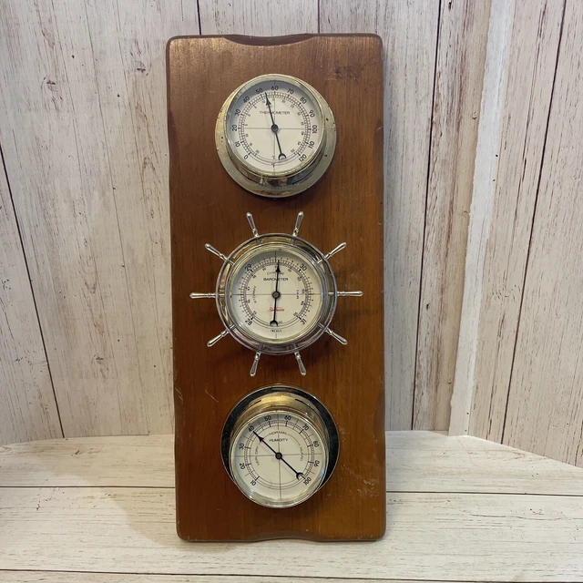VINTAGE SUNBEAM NAUTICAL Weather Station with Thermometer, Barometer ...