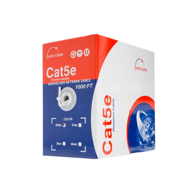 500 PIEDS 1000 pieds CAT5e câble en vrac fil réseau solide blanc bleu ...
