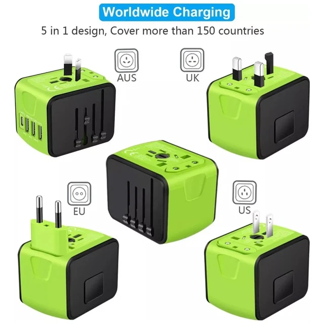 3.4A UNIVERSAL TRAVEL Adapter 3 USB +Type-C Fast Charger Plug for 170 ...