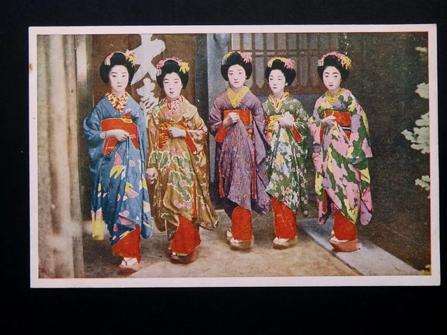 VECCHIA CARTOLINA GIAPPONESE Foto Oiran Geisha Maiko Attrice Donna 5 ...