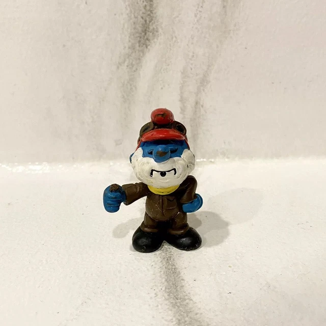 SMURFS 20223 PILOT Papa Smurf Airplane Rare Vintage 1985 Figure PVC Toy ...