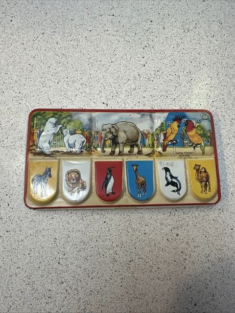 VINTAGE WATERCOLOR PAINT tin Zoo Animals £9.50 - PicClick UK