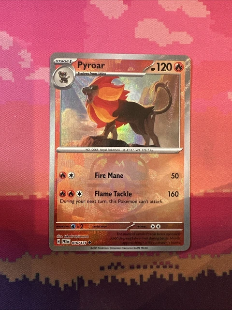 POKEMON CARD PYROAR Prismatic Evolutions Master Ball 016/131 Near Mint ...