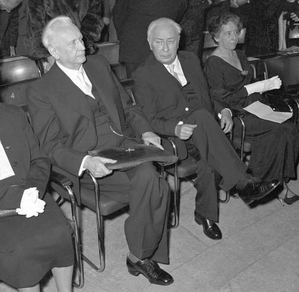 GERMAN PSYCHIATRIST PHILOSOPHER Karl Jaspers receives peace pr- 1958 ...