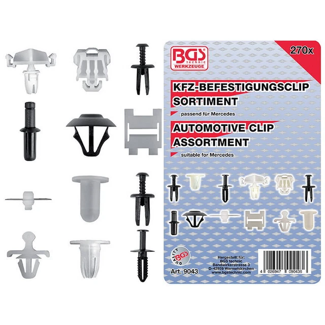 ASSORTIMENTO 270PZ CLIP per automotive - codice bgs9043 BGS officina ...