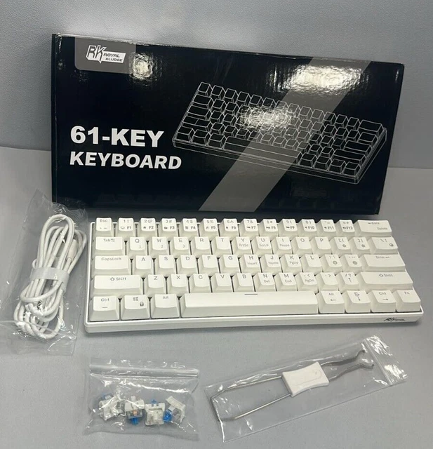 RK ROYAL KLUDGE RK61 Wireless Mechanical Keyboard, Blue Switch, White £ ...